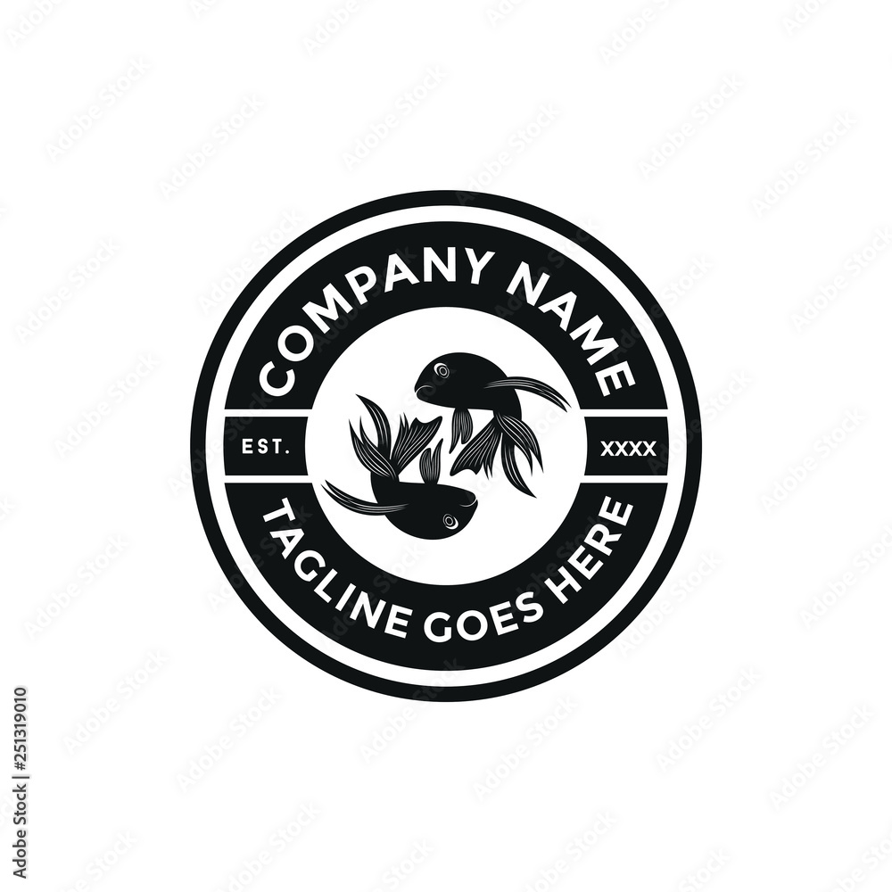 Double fish logo design template. Awesome a black double fish with ...