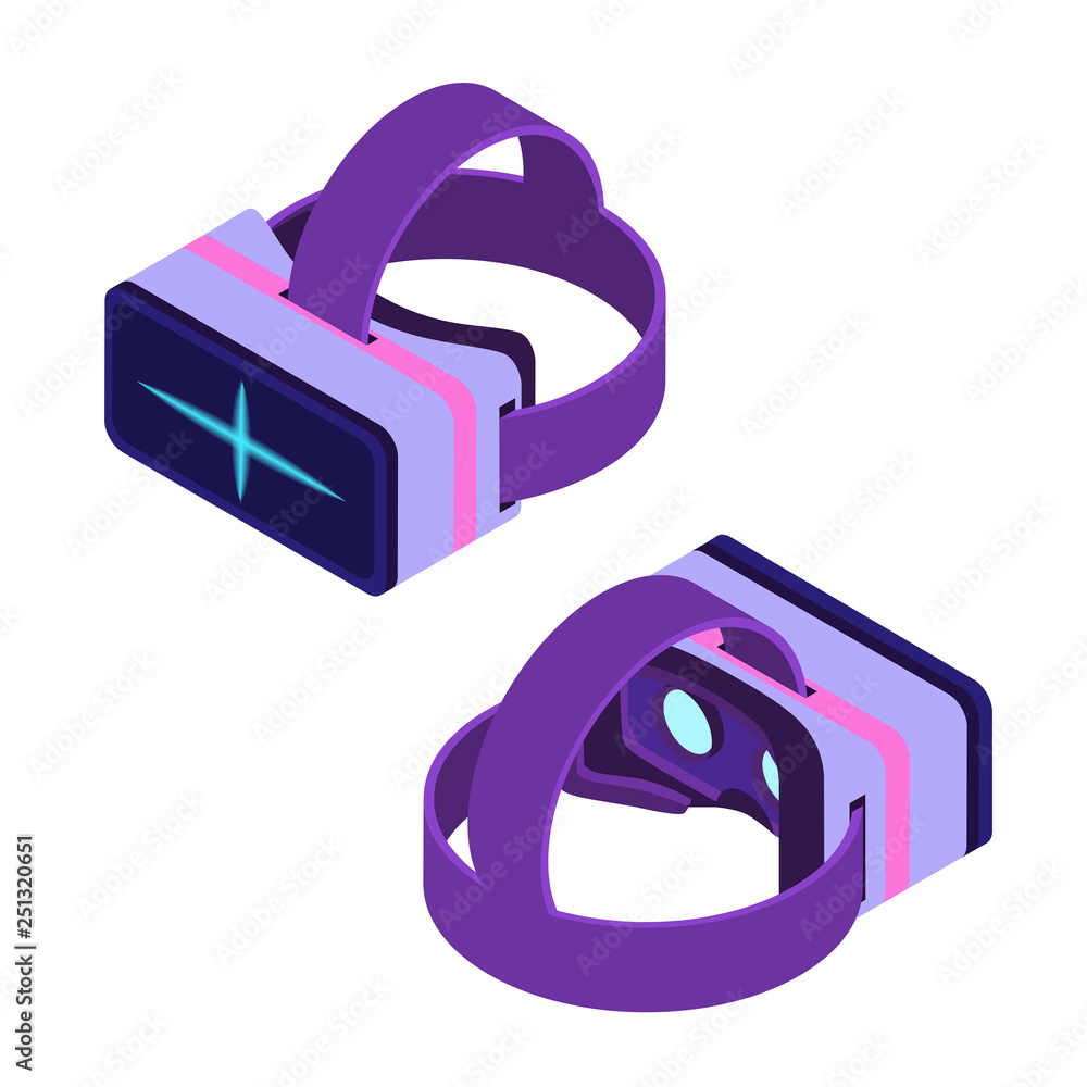 Isometric Virtual Reality Glasses Set, Augmented Reality Headsets and ...