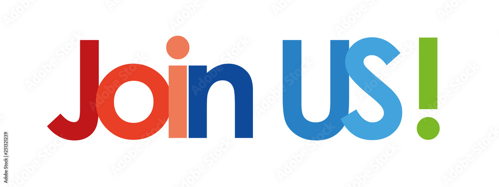 join us text in white background Stock Vector | Adobe Stock