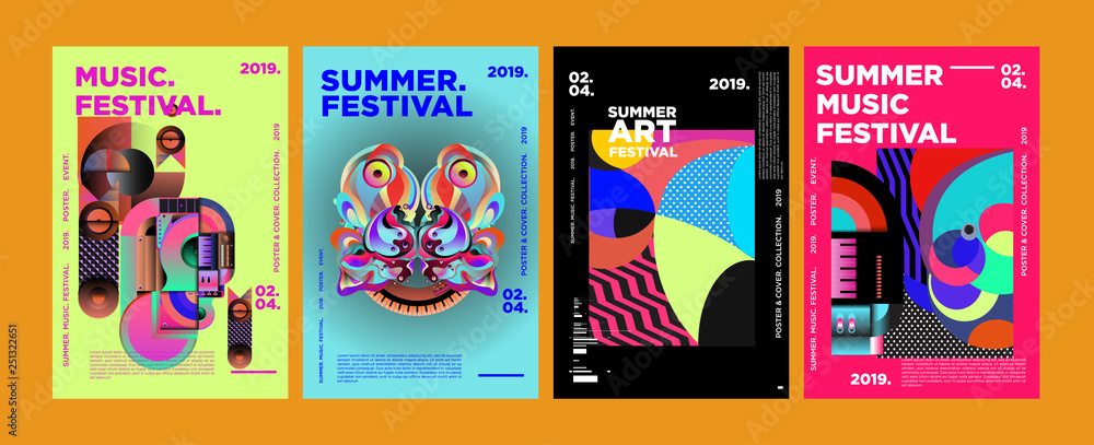 Summer Colorful Art and Music Festival Poster and Cover Template for ...