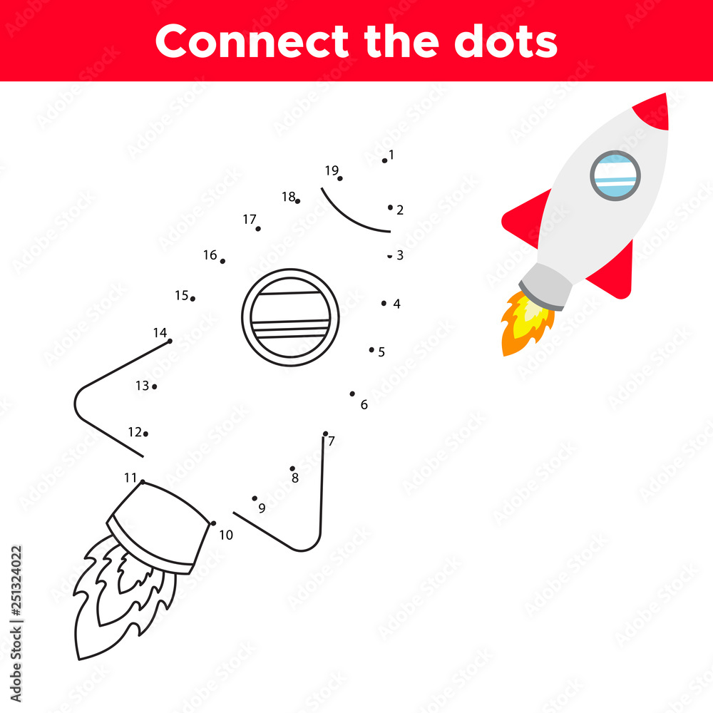 Dot To Dot Game Numbers Game For Children Cute Cartoon Rocket Space dot-to-dot-game-numbers-game-for-children-cute-cartoon-rocket-space