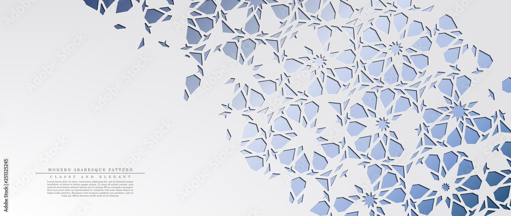 Poster Modern arabesque floral cold pattern arabic background template ...