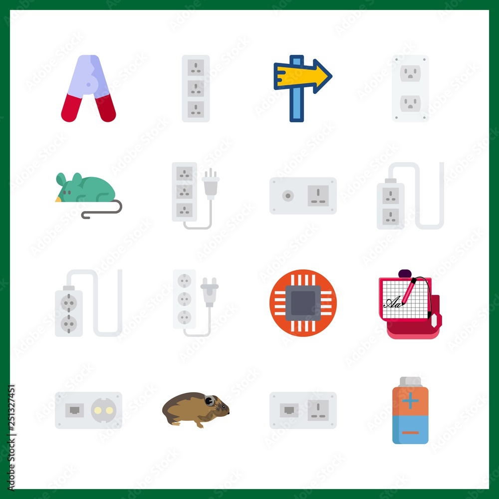 Vetor de 16 electrical icon. Vector illustration electrical set. mouse ...