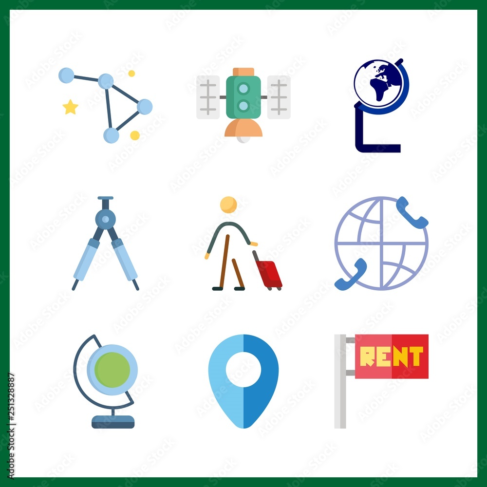 9 map icon. Vector illustration map set. globe and worldwide icons for ...