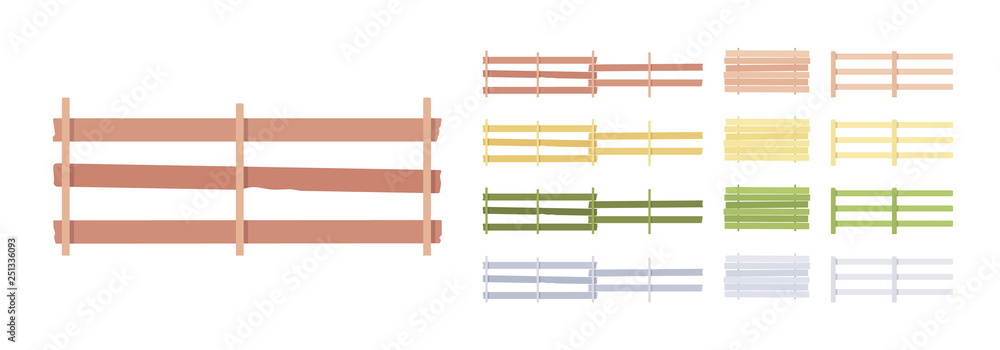 Fence wooden barrier set, home and land, cottage protection element ...