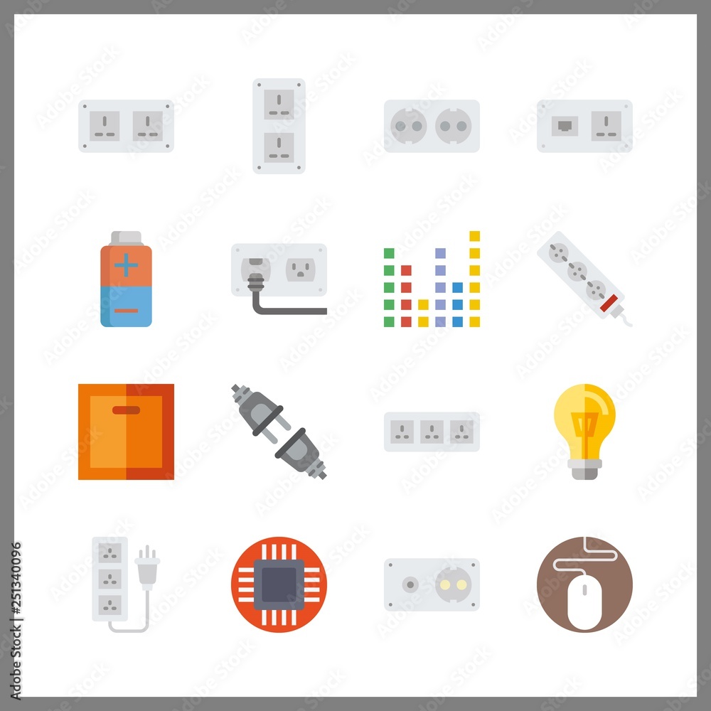 16 electrical icon. Vector illustration electrical set. switch off and ...