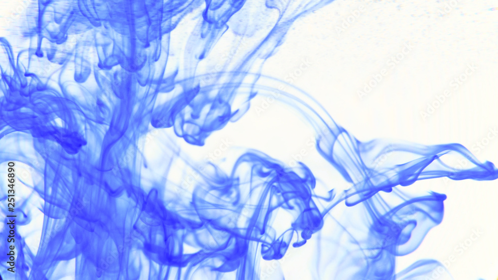 blue ink that enters the water forming animated textures, footage ideal ...