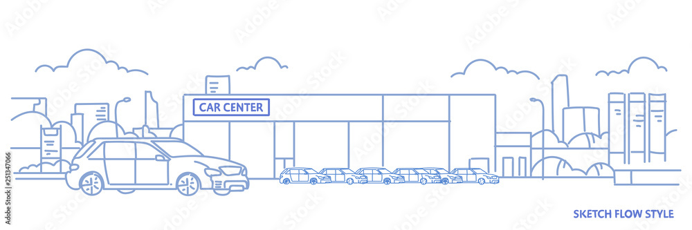 cars dealership center showroom building exterior with new modern ...