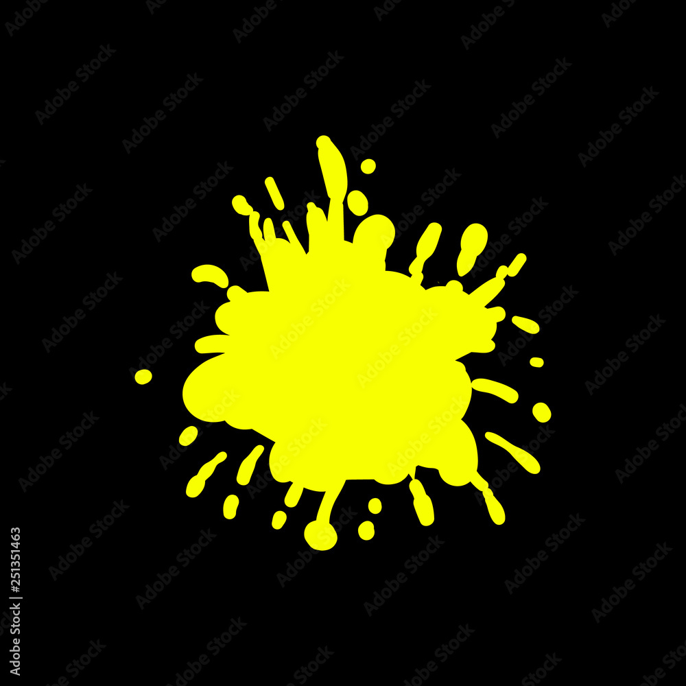 Vector Yellow Paint Splash Isolated on Black Background, Blank Splatter ... Vector Yellow Paint Splash Isolated on Black Background, Blank Splatter ...