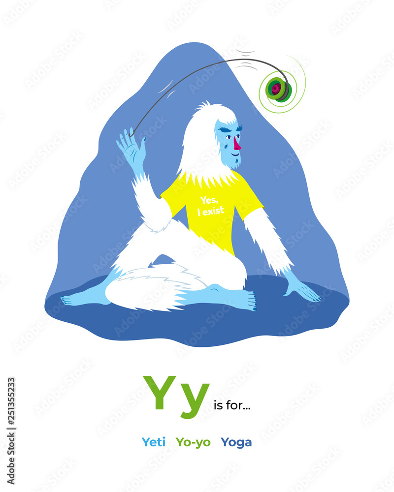 Full English alphabet from A to Z, pictures for letter Y, the colorful ...