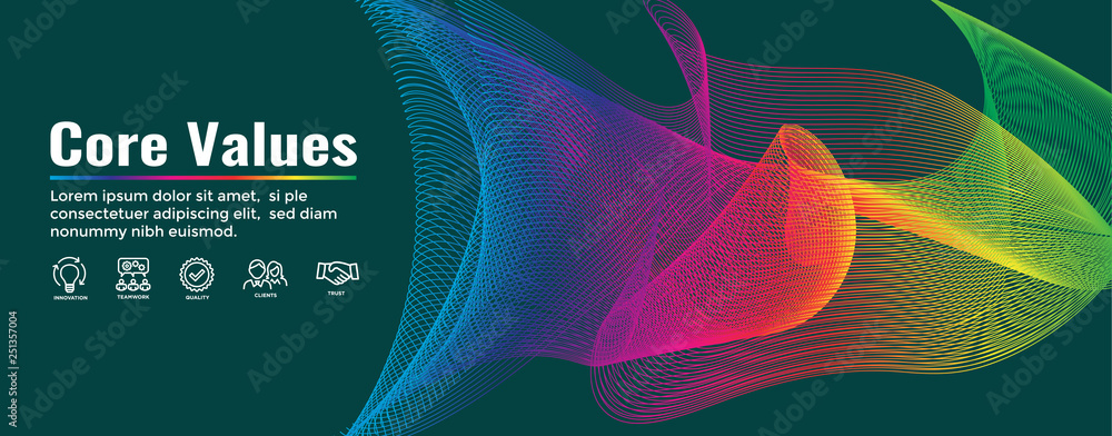 Core Values Web Header Banner image with Integrity, Mission, etc Icon ...