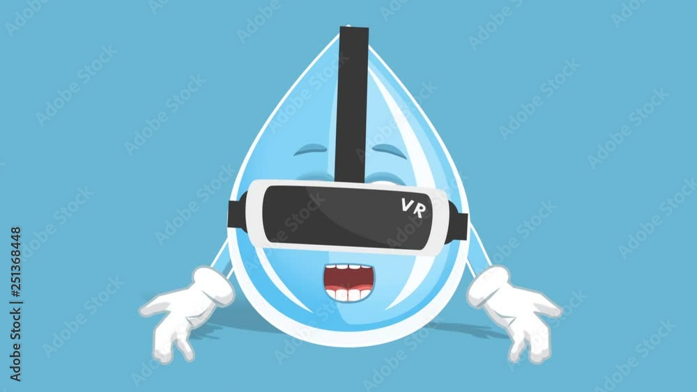 Cartoon Fresh Drinking Water Drop Virtual Reality with Face Animation ...