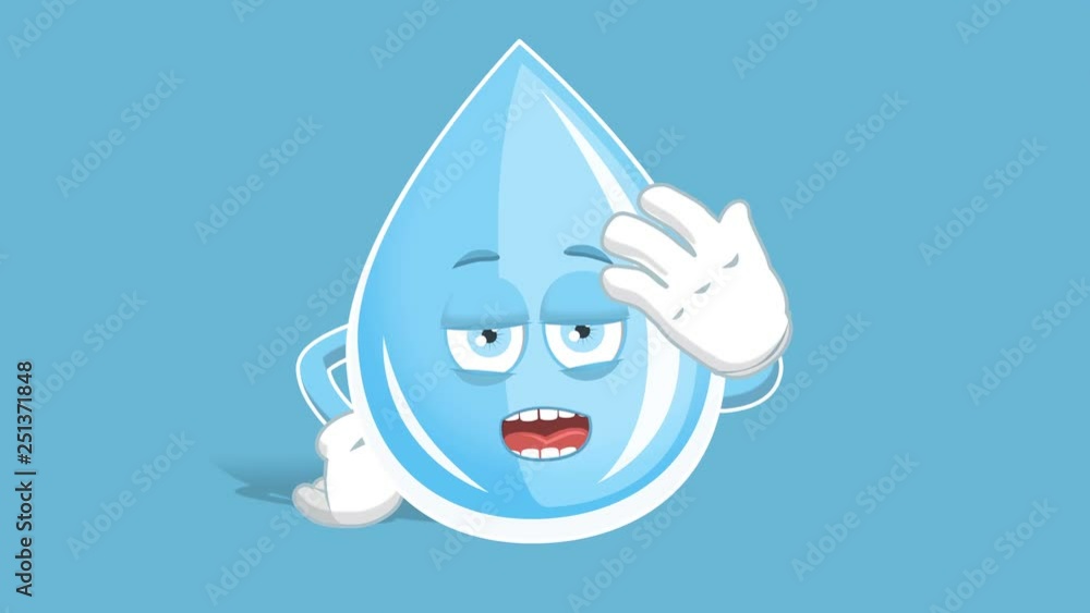 Cartoon Fresh Drinking Water Drop Upset Facepalm Speak with Face ...