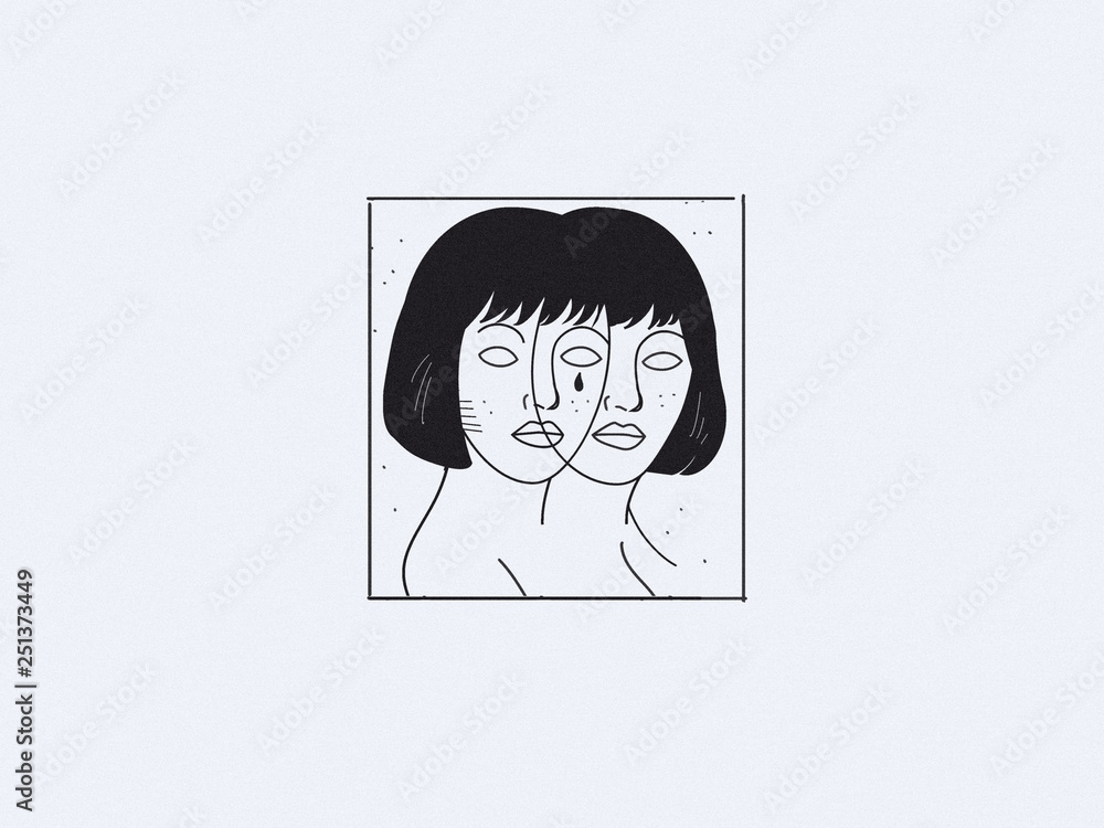 Double visage Stock Illustration | Adobe Stock