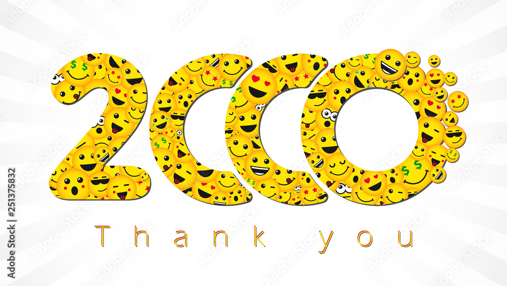 Thank you 2 000 followers logotype. Congratulating bright 2.000 ...