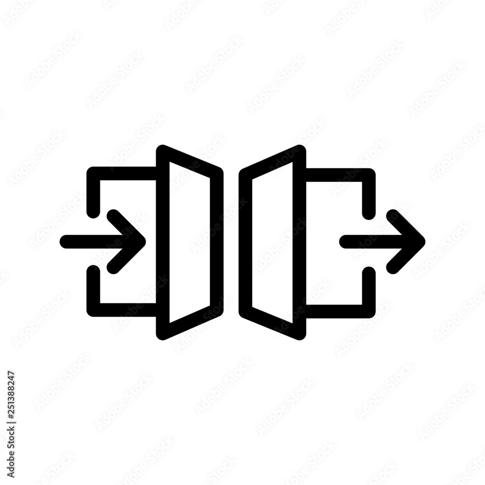 Enter and exit icons. Linear vector symbol with arrow and door. Stock ...