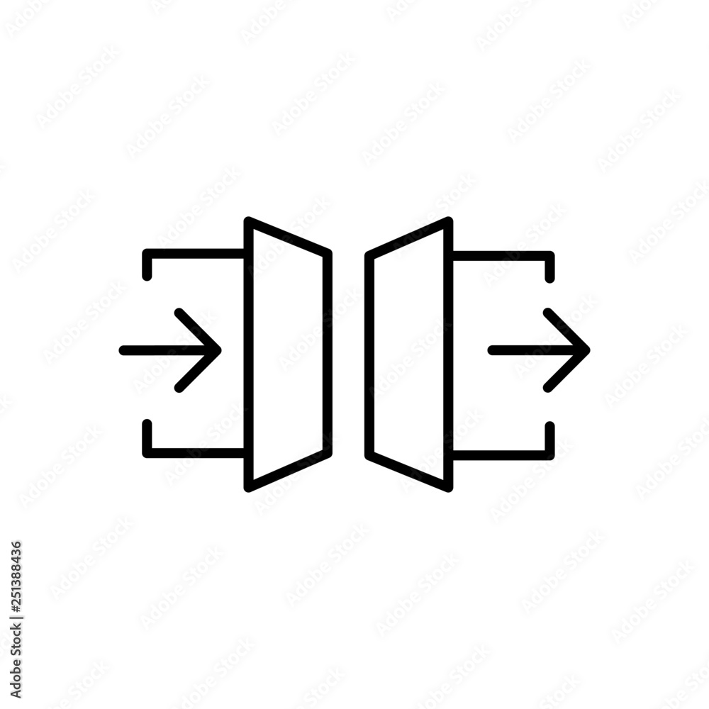 Enter and exit icons. Linear vector symbol with arrow and door. Stock ...