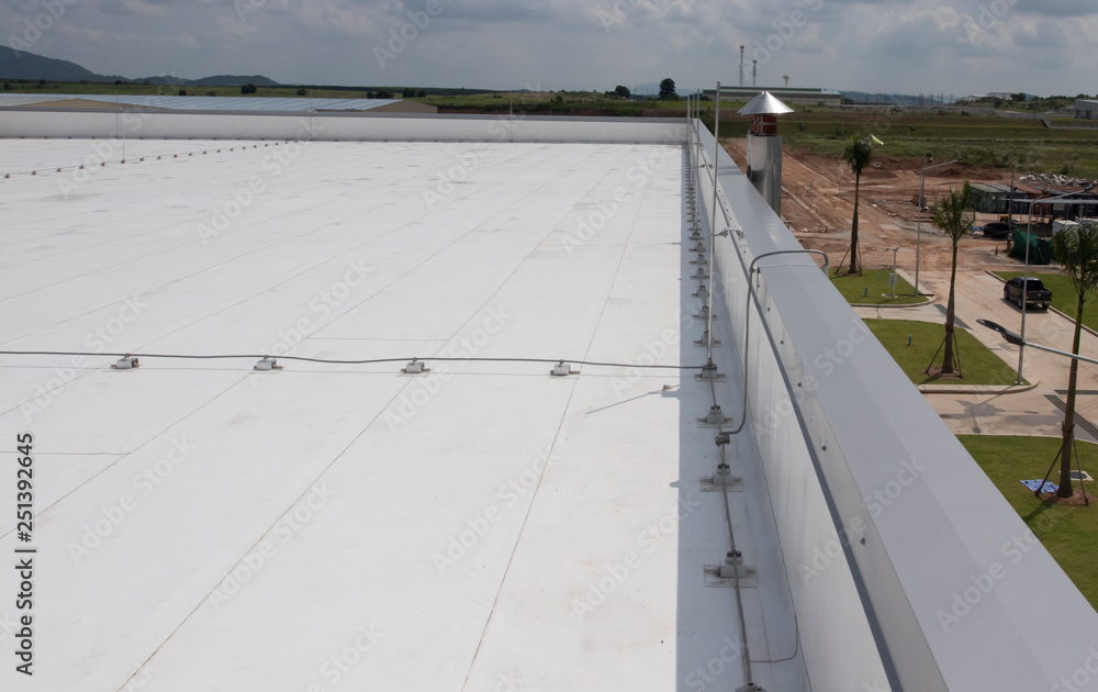 Typical installation of lighting protection at roof of building Stock ...