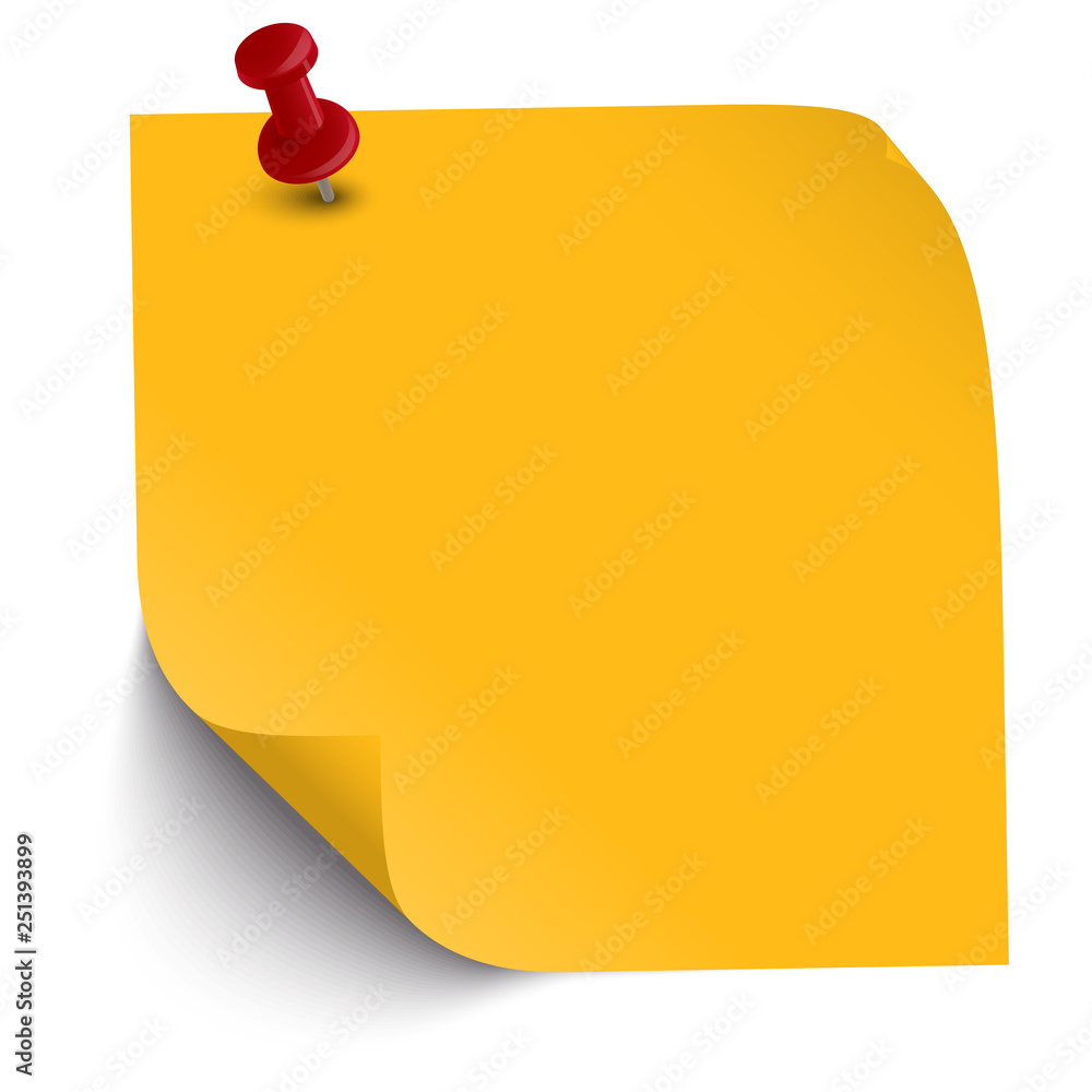 sticky note with pin needle Stock Vector | Adobe Stock