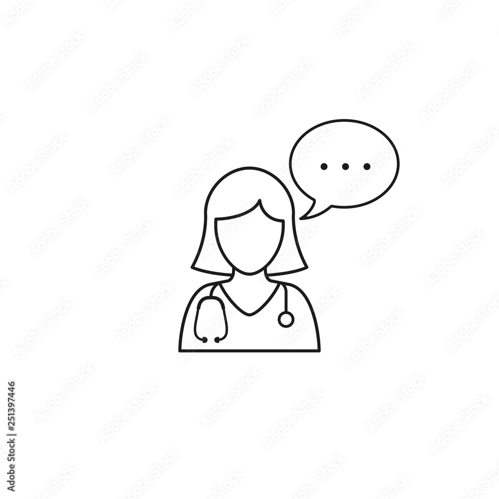Doctor with speech bubble icon, vector isolated medical consultation ...