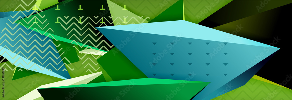 3d triangular shapes geometric background. Origami style pattern with ...