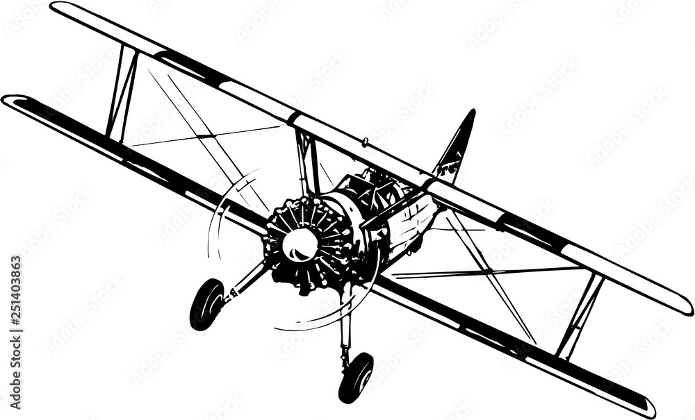 Biplane Vector Illustration Stock Vector | Adobe Stock