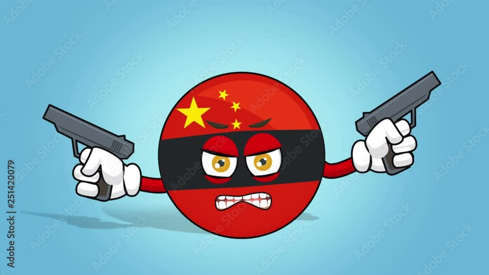 Cartoon Icon Flag China Bandit with Face Animation Stock Video | Adobe ...