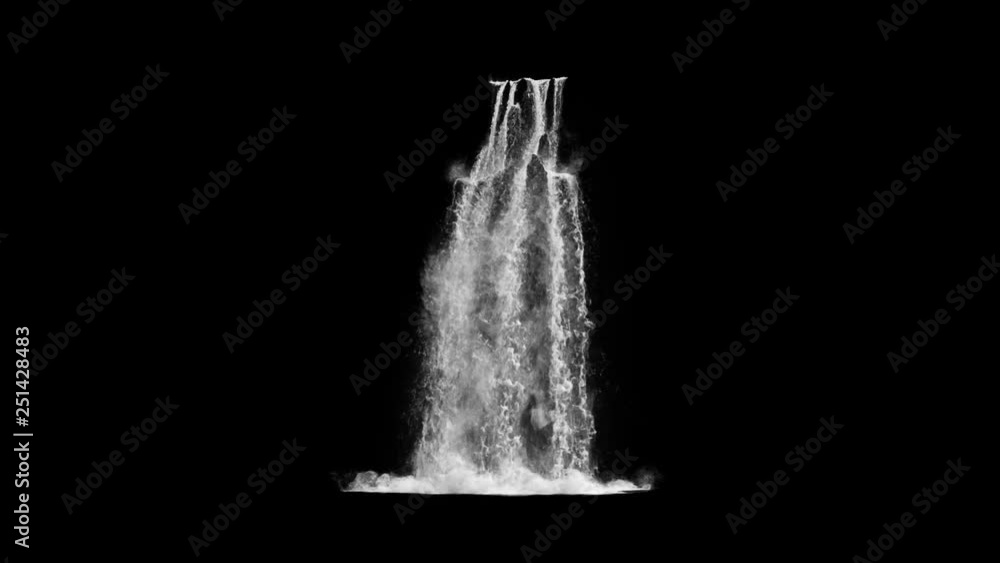 waterfall texture seamless loop, 4k, isolated on black, foam and mist ...
