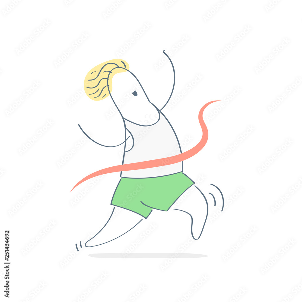 Athletic runner. Sprinter running and finishing competition crossing ...