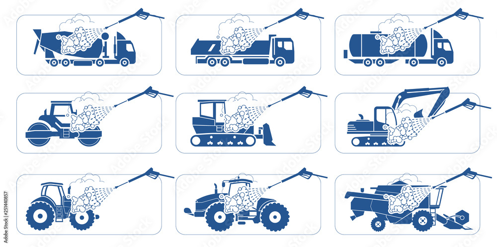 Truck Wash Systems. Deep cleaning. Illustration presenting washing of ...