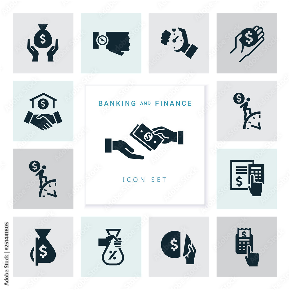 Set of flat design concept icons for finance, banking, business ...