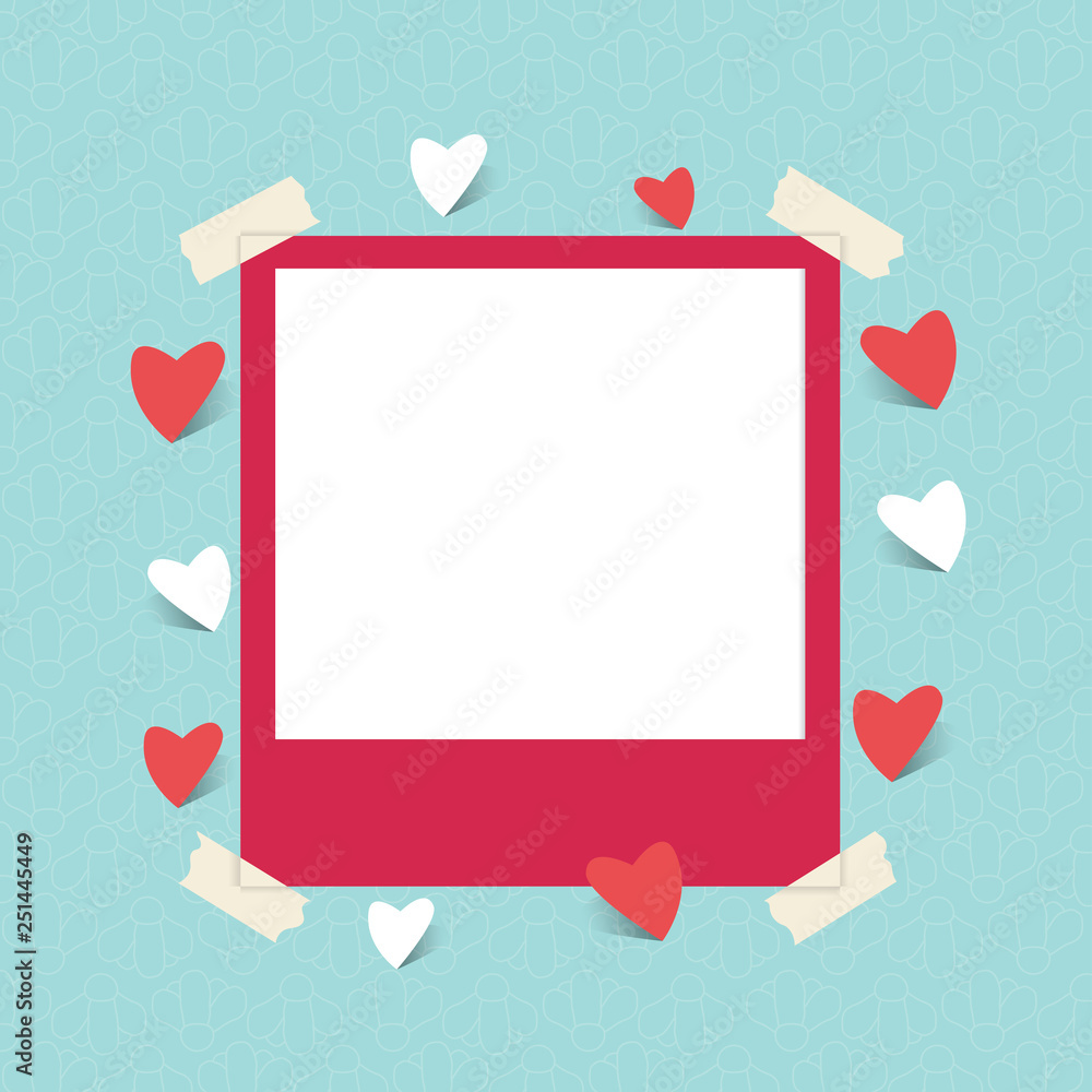 Blank photo frame with love icon Stock Vector | Adobe Stock