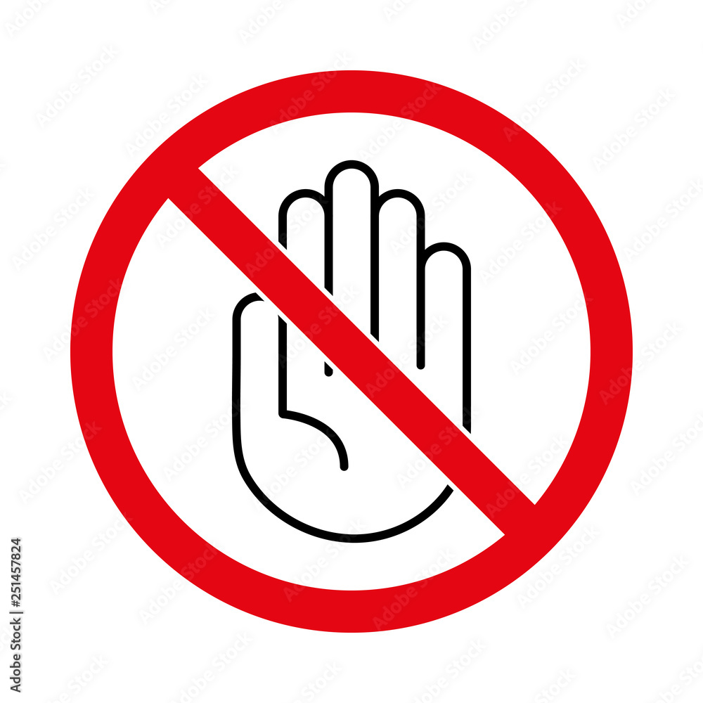 DO NOT TOUCH - Schild - Piktogramm - rot weiß schwarz Stock Vector ...