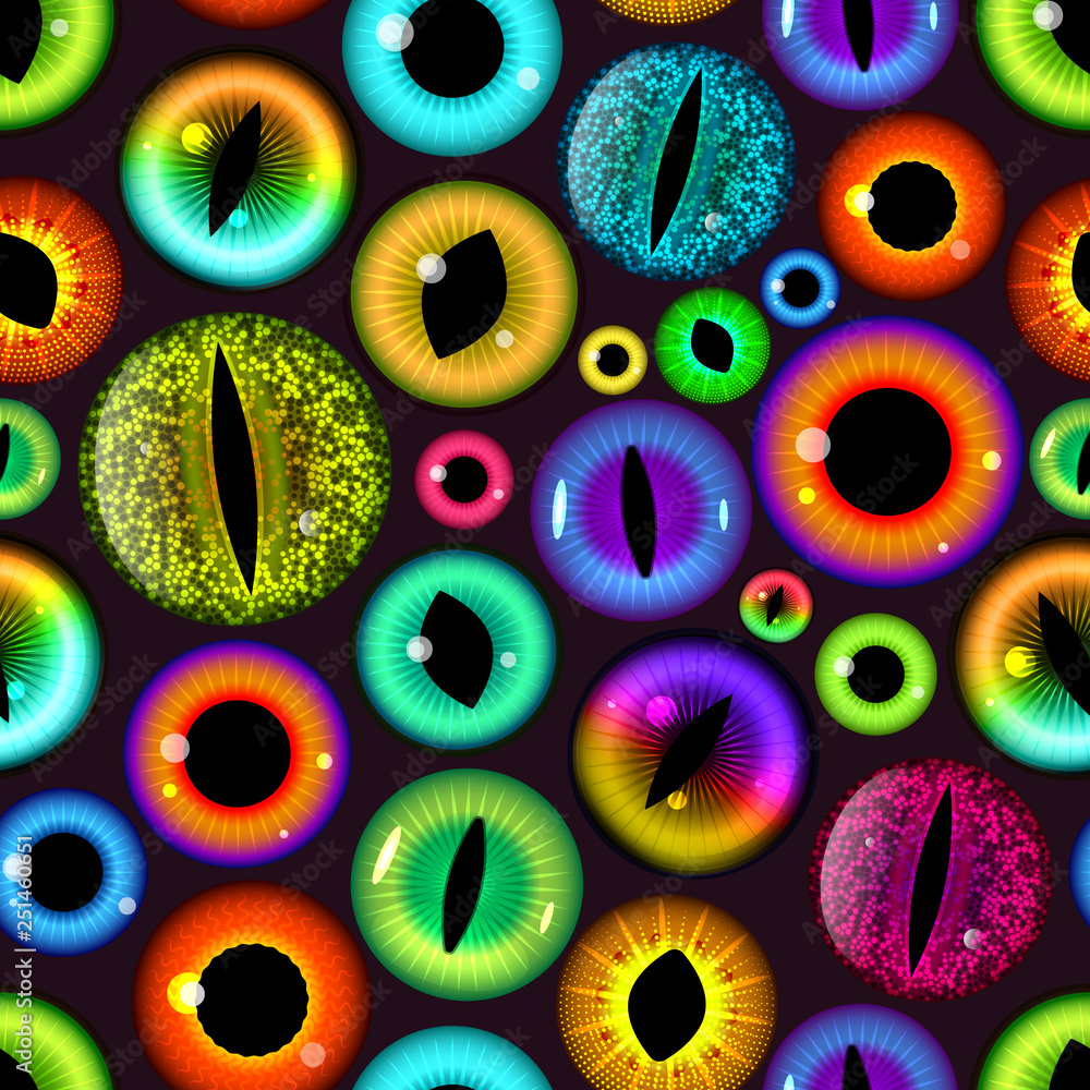 Cartoon eyes vector devil eyeballs of beast or monster and animals ...