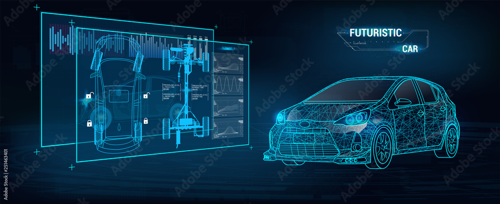 Car service in the style of HUD. Virtual graphical interface Ui HUD ...