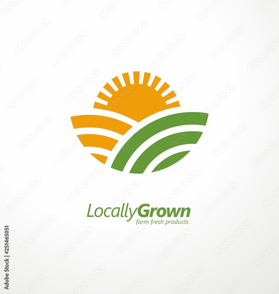 Locally grown farm fresh product simple logo design idea with farm ...