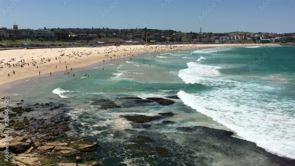 Panoramic landscape view of Bondi Beach in Sydney, New South Wales ...