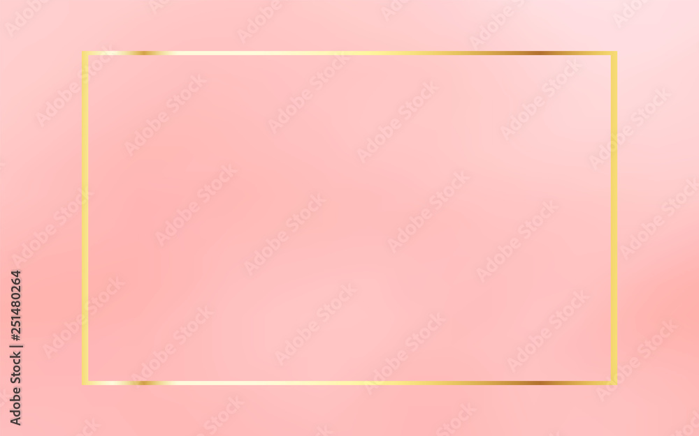 Gold vintage frame isolated on coral pink background. Luxurious ...