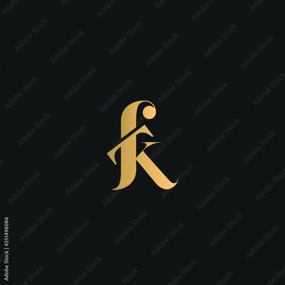 FTK, TFK logo vector. Golden initial logo on black background Stock ...