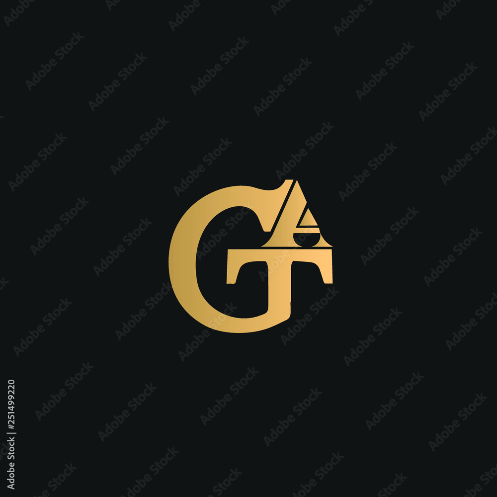 GAT, GTA logo vector. Golden initial logo on black background Stock ...