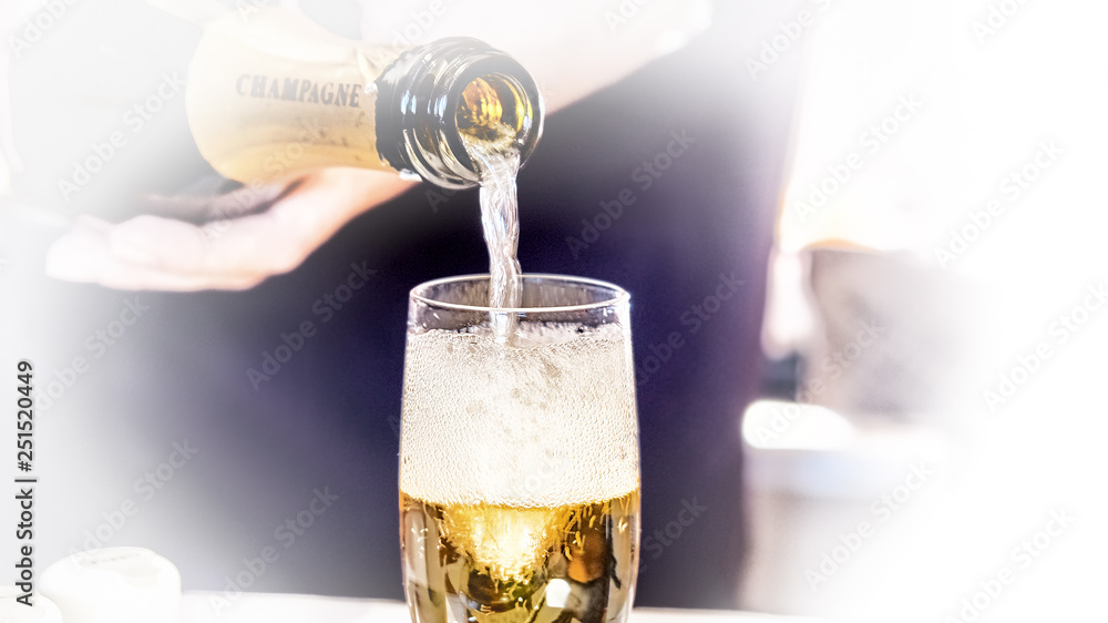 airplane business jet first class service welcome drink champagne glass ...