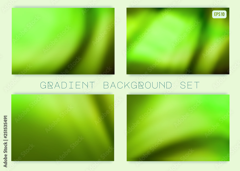 Abstract green vector gradient backgrounds set. Modern ecology concept ...