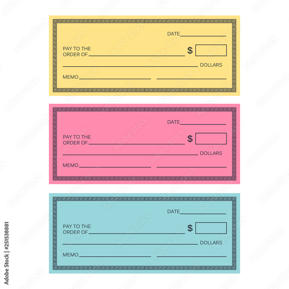 Blank Check Template Check Vector Template Banking Check Template