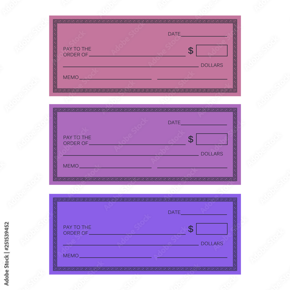 Blank check template. Check vector template. Banking check template ...