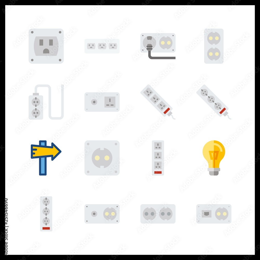 16 electrical icon. Vector illustration electrical set. socket and ...