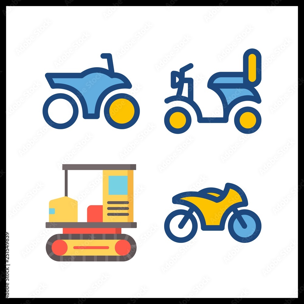 4 rider icon. Vector illustration rider set. motorbike and all terrain ...