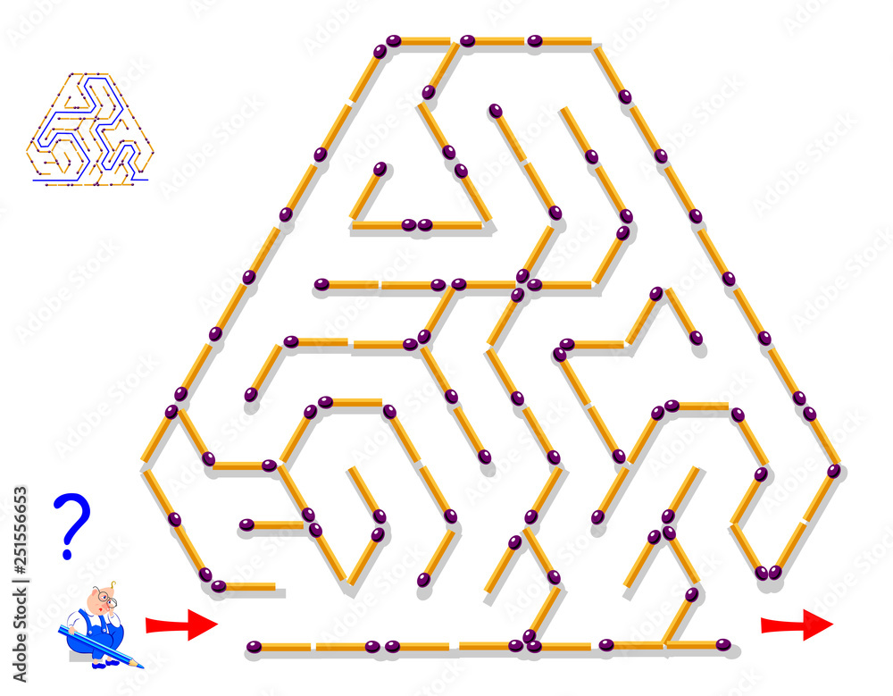 Logic puzzle game with labyrinth for children and adults. Find the way ...