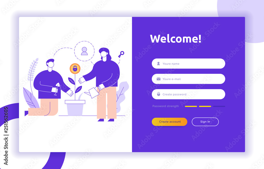 Login UI UX design concept and illustration with big modern people ...