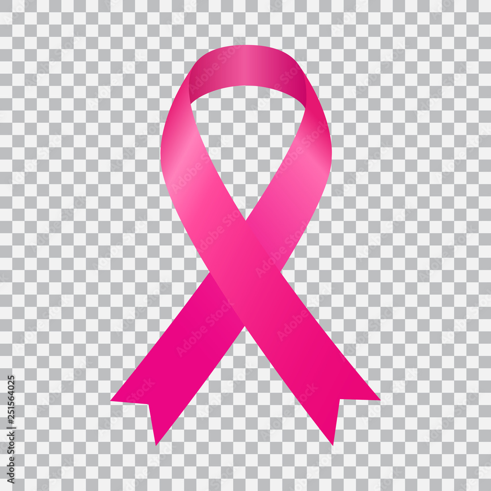 Pink cancer ribbon on a transparent background. Vector illustration ...