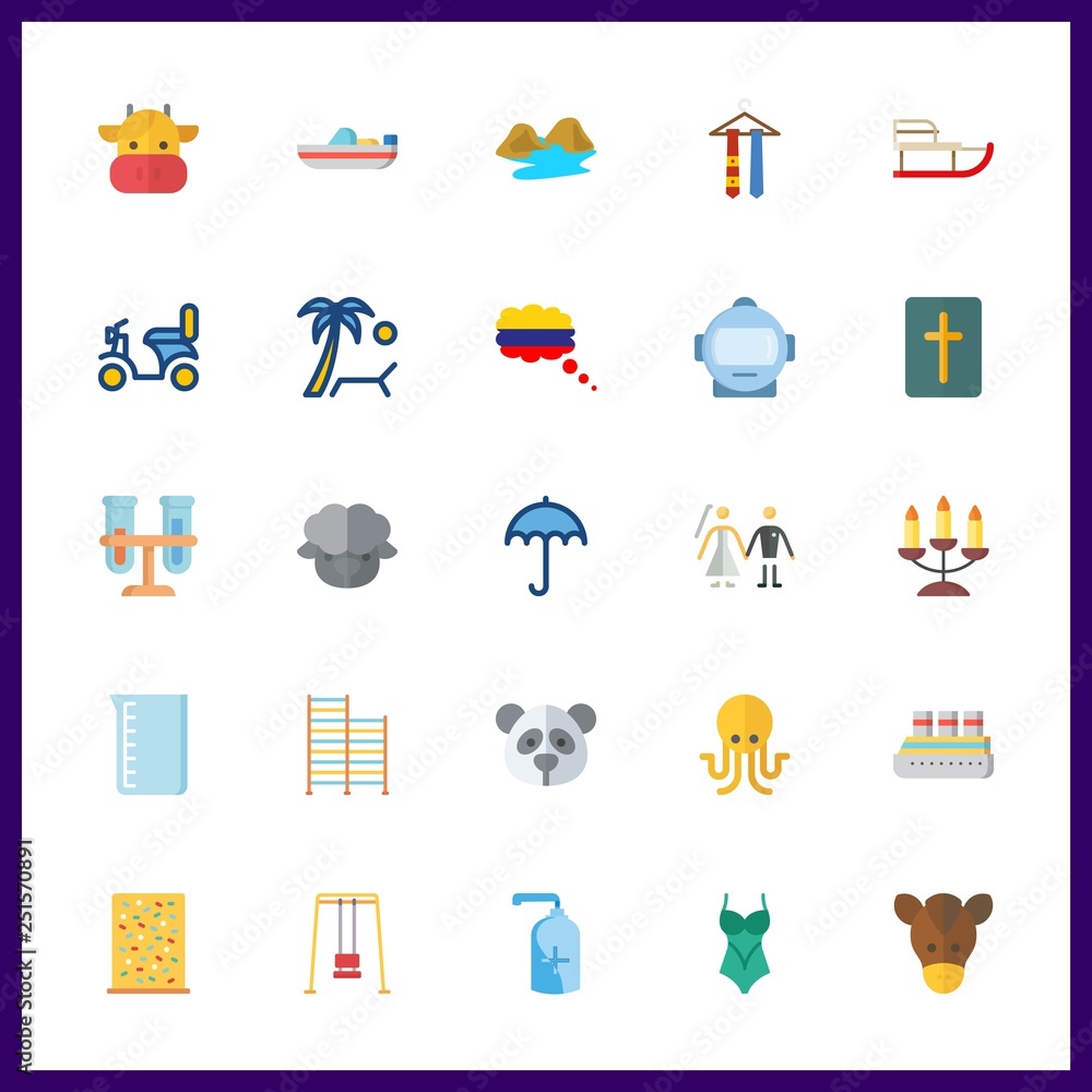 25 nature icon. Vector illustration nature set. climb and panda icons ...